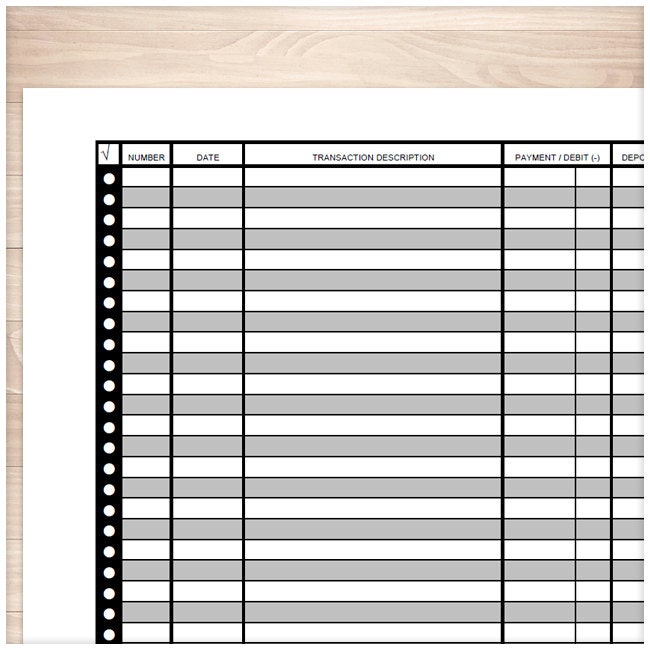Printable Financial Transaction Register FULL PAGE Instant - Etsy