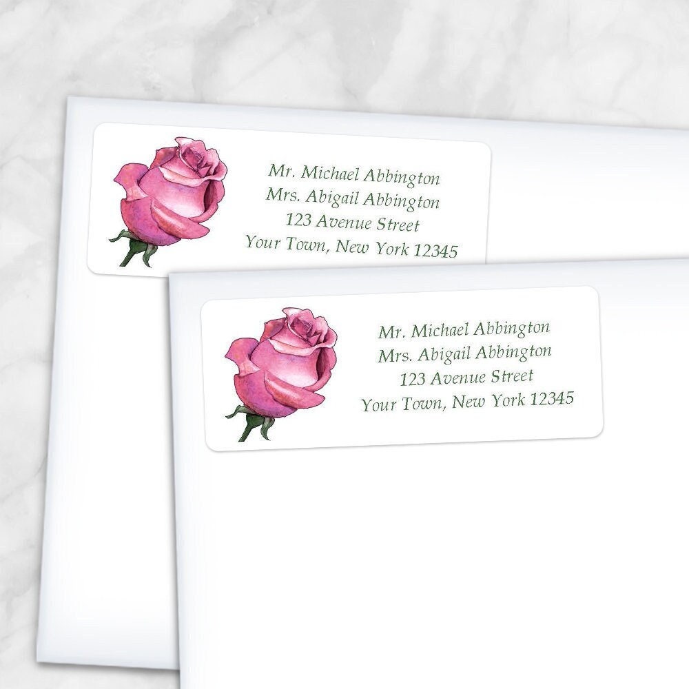 Printable Pink Rose Address Labels - Pretty Pink Floral Personalized 2 ...