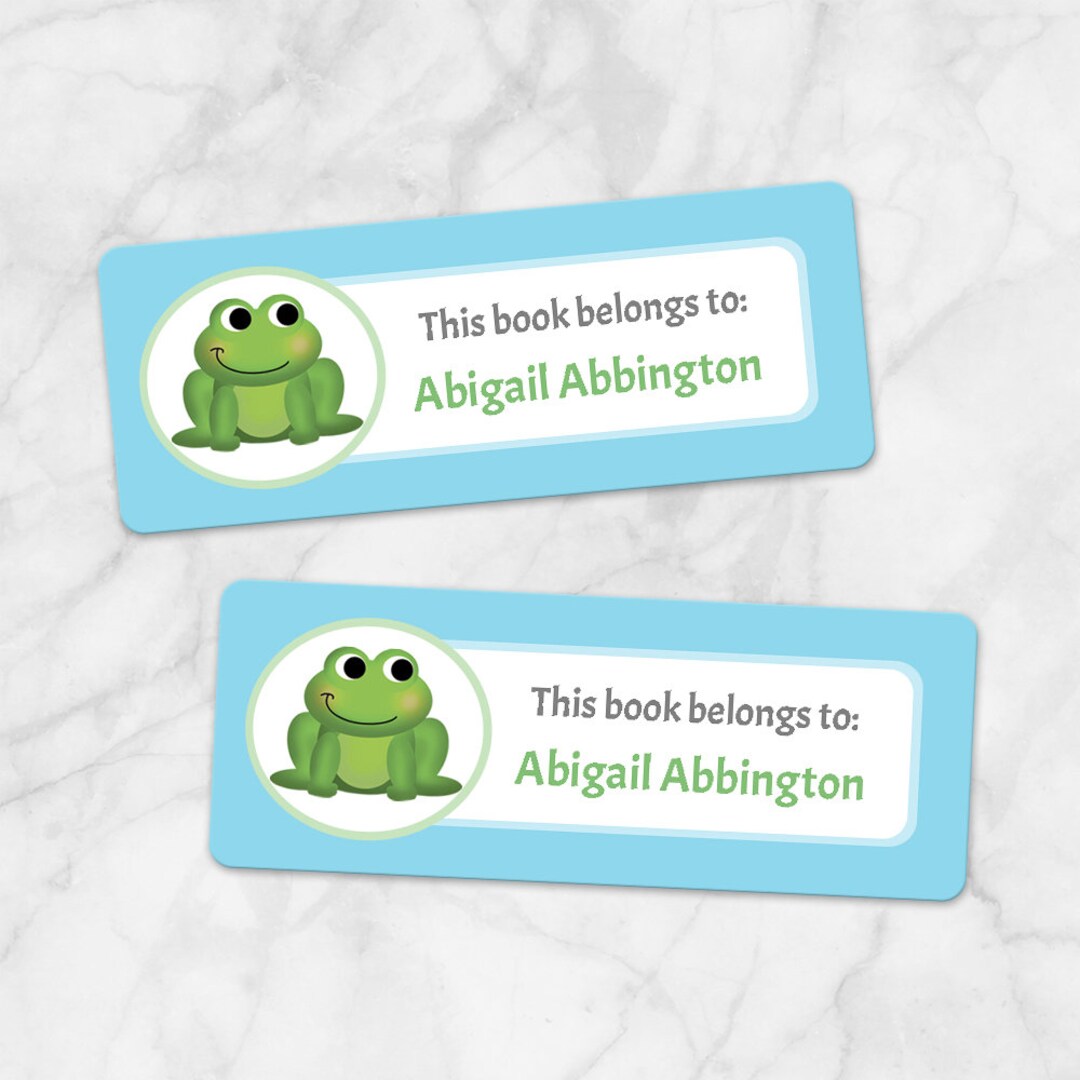 Printable Frog Book Labels, Blue, Personalized 2 5/8" X 1" Labels ...