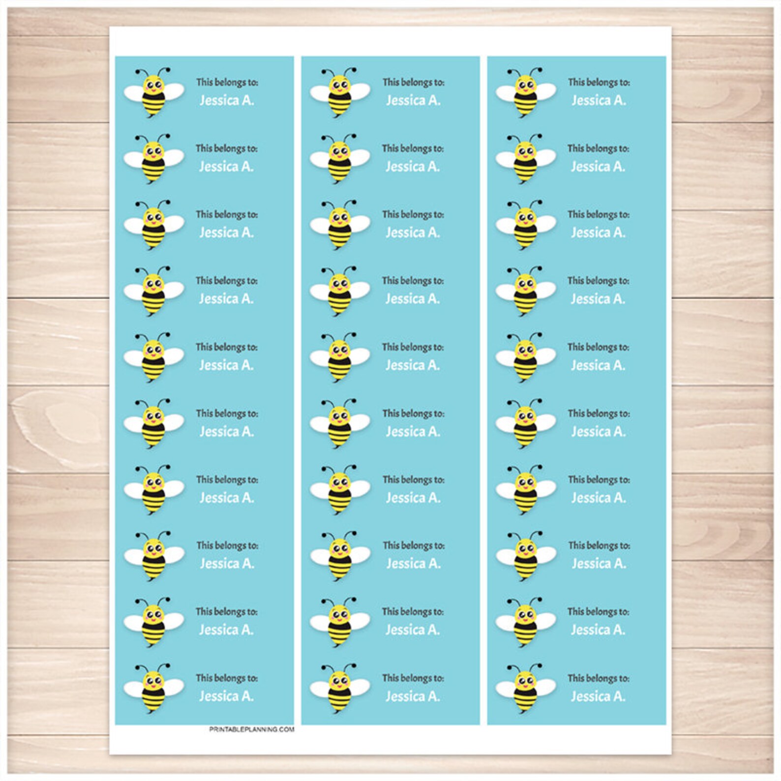 Printable Bee Name Labels for School Supplies Turquoise - Etsy