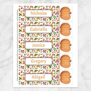 Printable Fall Pumpkin Bookmarks, Personalized, Leaves, School Student ...