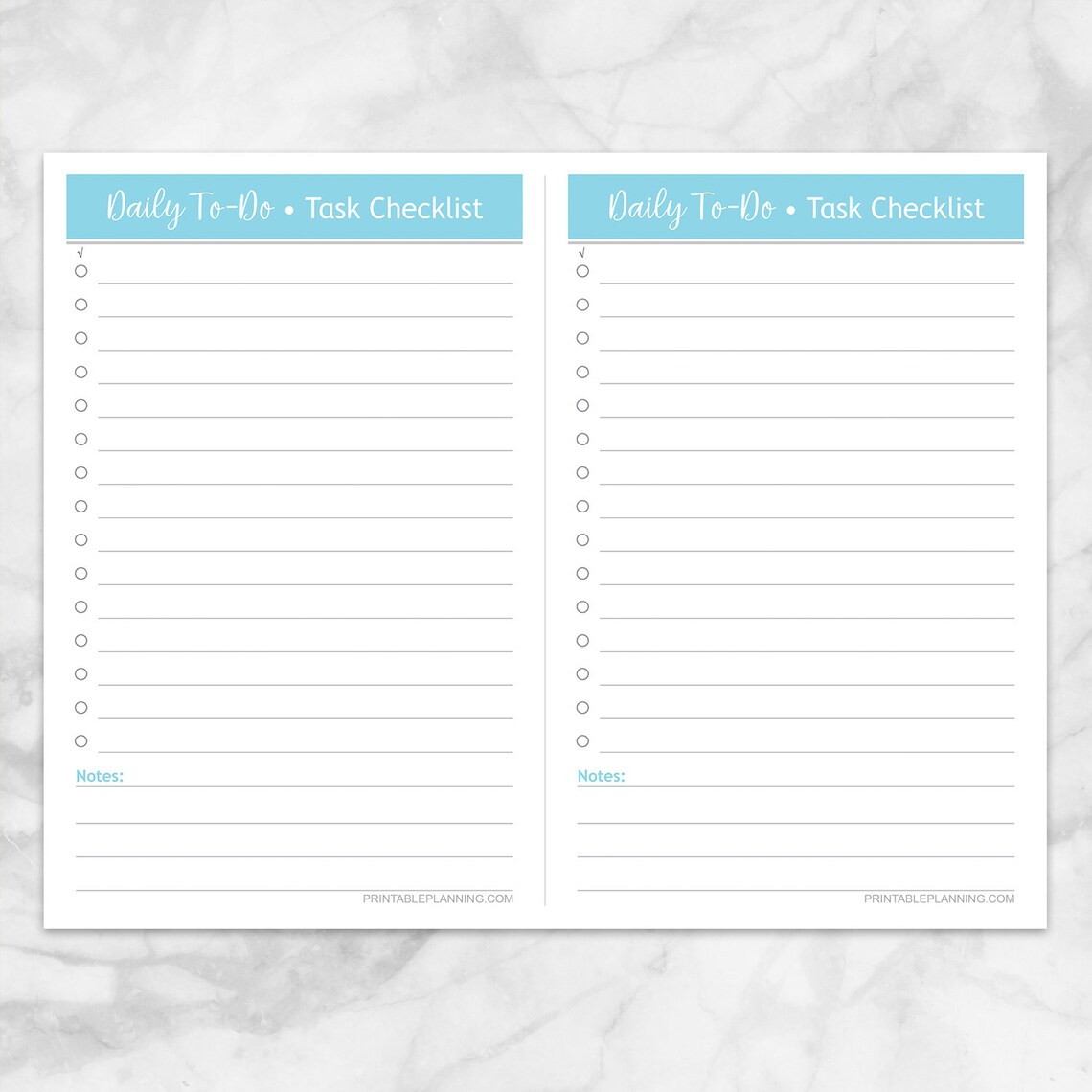 Printable Daily To-do Task Checklists, Half Page, 2 per Page, 4 Simple ...