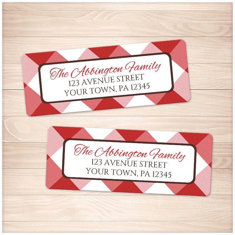 Printable Red Gingham Address Labels Personalized 2 5/8 - Etsy