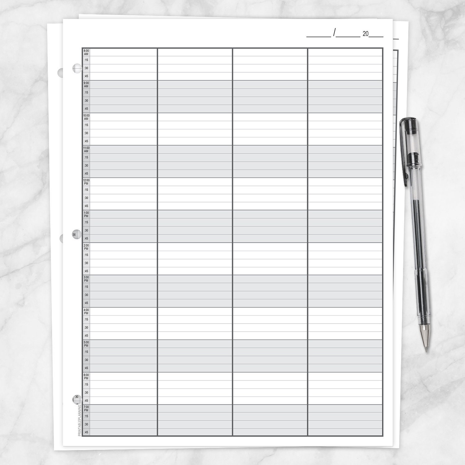 Printable Schedule Sheet, Front Back Appointment Sheet With 4 Columns ...