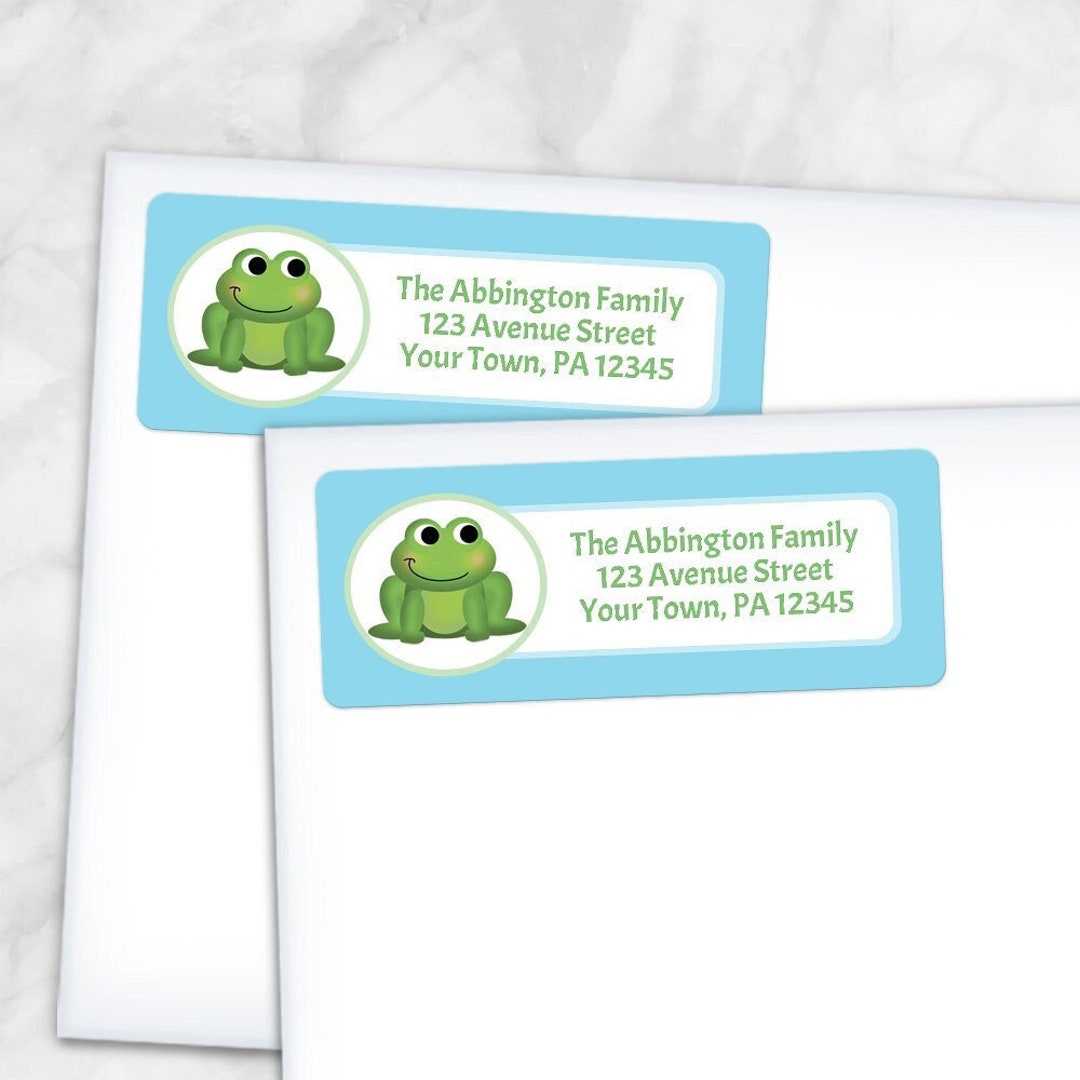 Printable Blue Frog Address Labels, Cute Frog - Personalized 2 5/8" X 1 ...