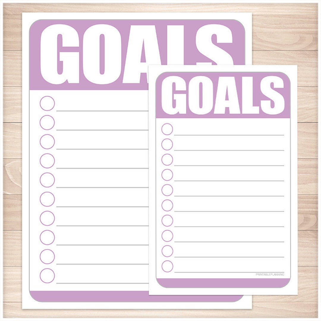 Printable Goals Checklist Purple Full Page and Half Page - Etsy