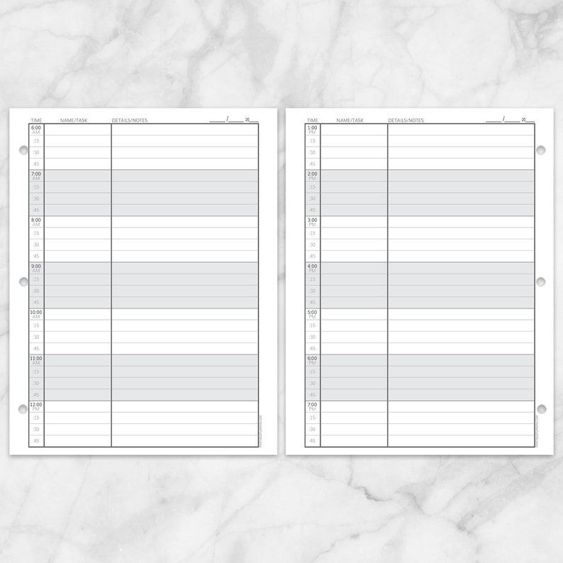 Printable Scheduling Sheet With Notes, Front Back Appointment or Task ...