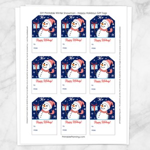 Printable Winter Snowman Gift Tags Cute Snowman With Gift - Etsy