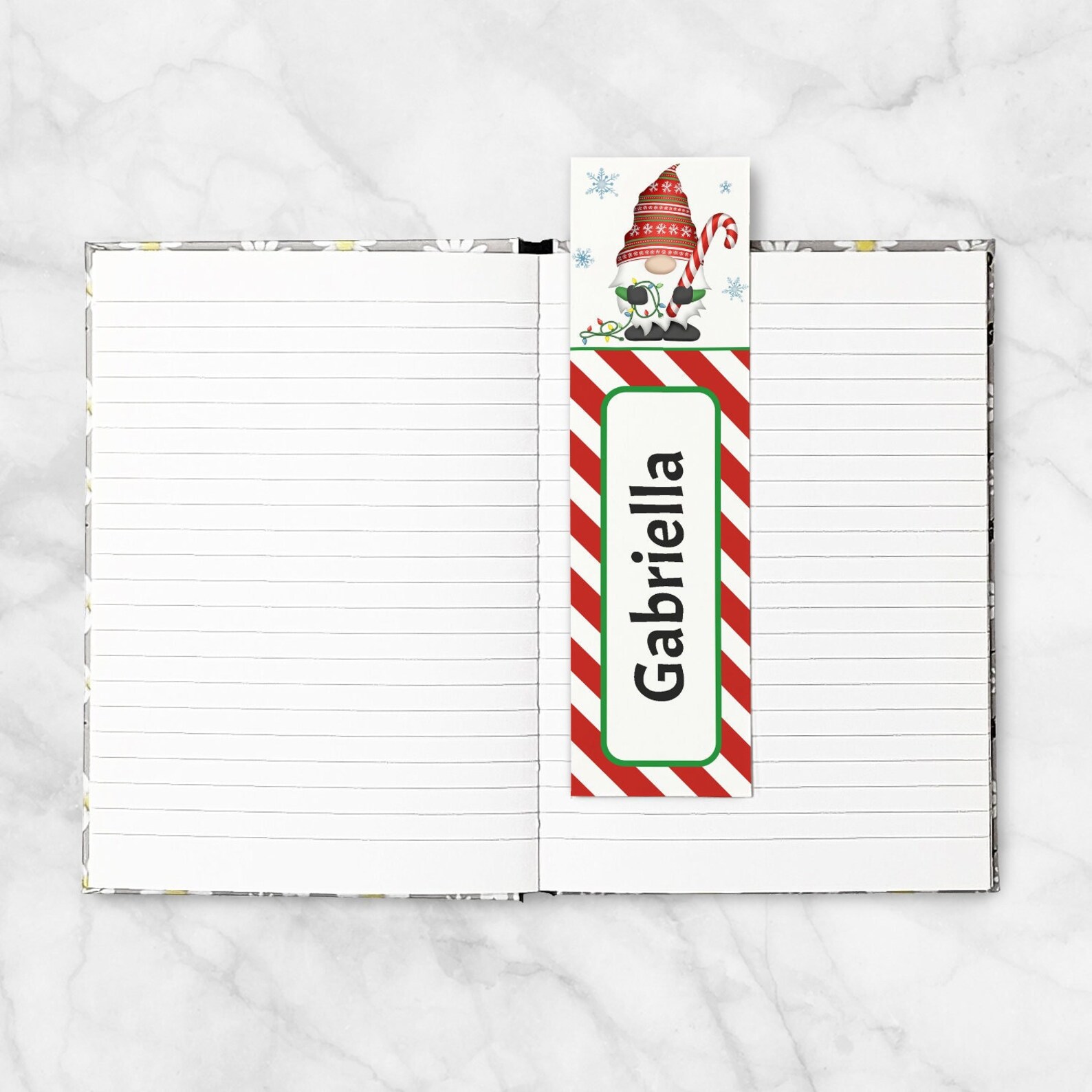 Printable Holiday Gnome Bookmarks, Personalized, Candy Cane Christmas ...