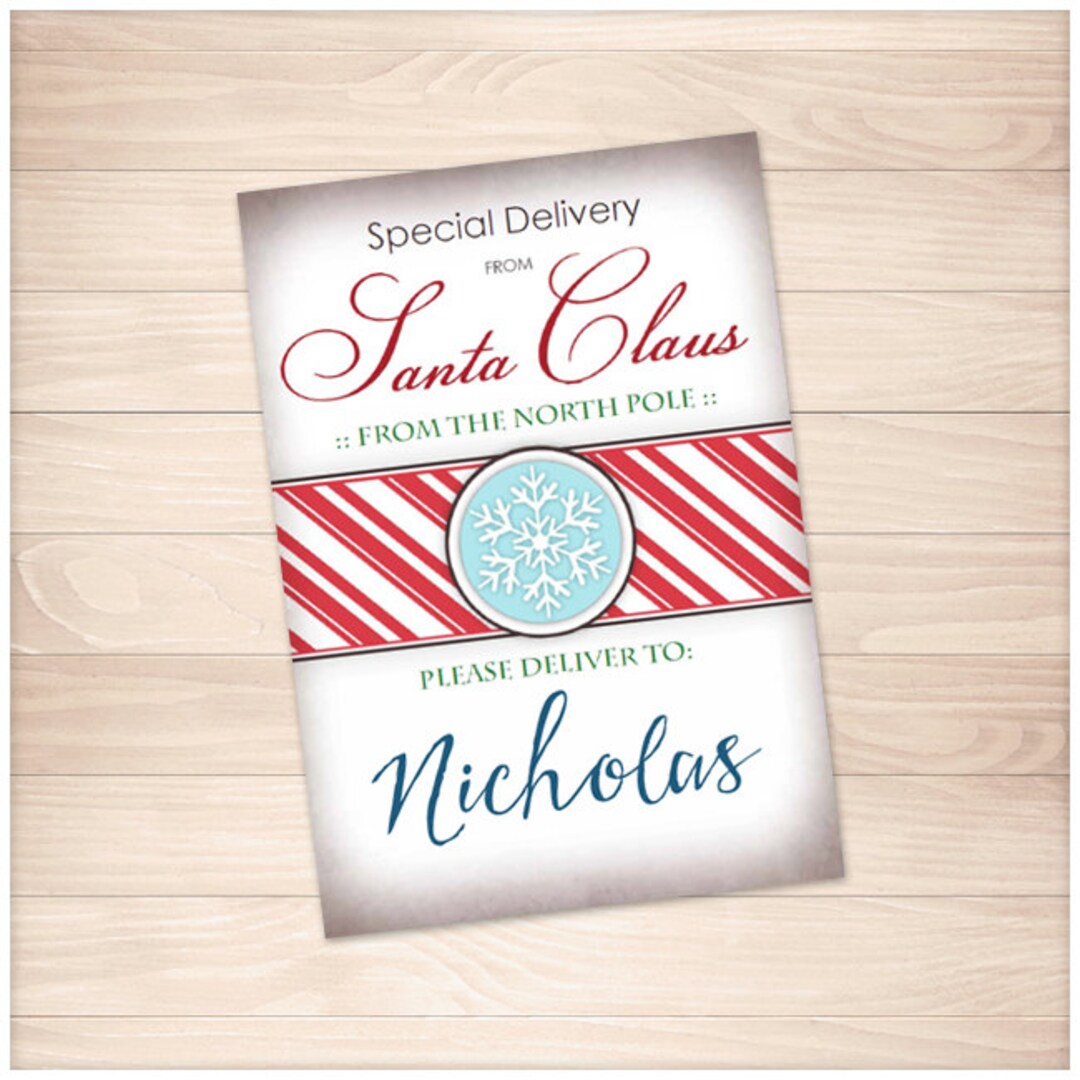 Printable 'special Delivery From Santa Claus' DIY Gift - Etsy