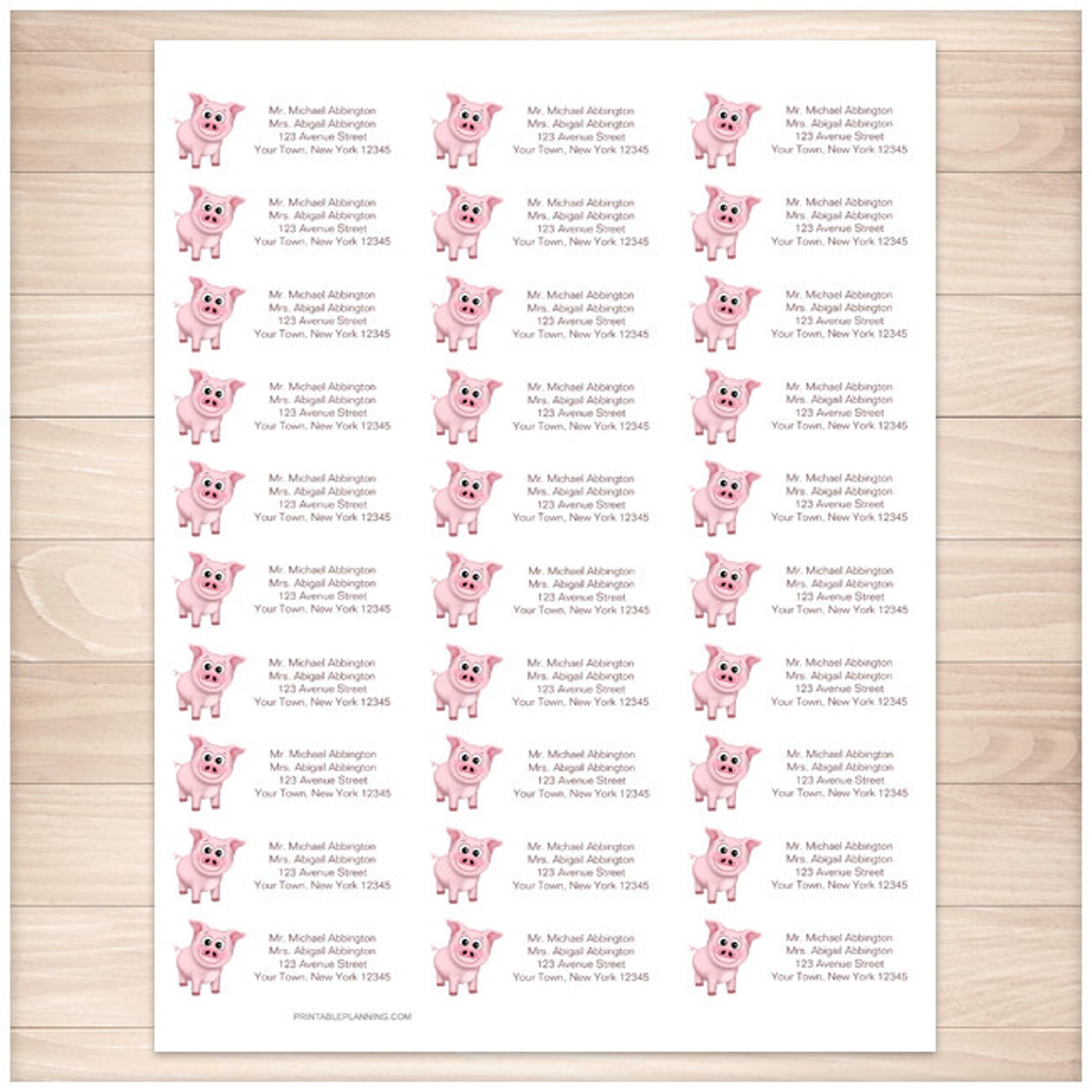 Printable Pig Address Labels Cute Pink Adorable Piggy - Etsy