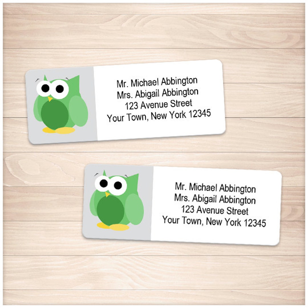 Printable Green Owl Address Labels Funny Cute Green Owl - Etsy