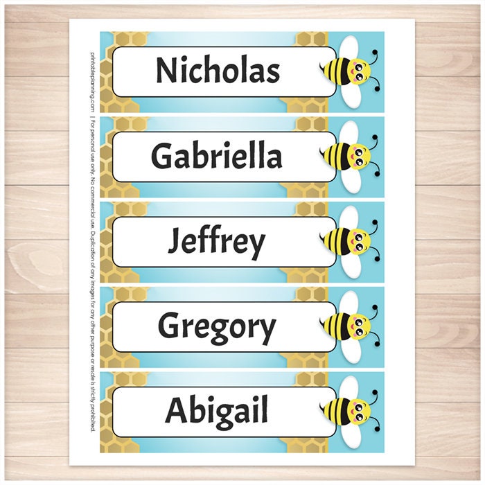 Printable Personalized Bee Bookmarks Cute Honeycomb School | Etsy