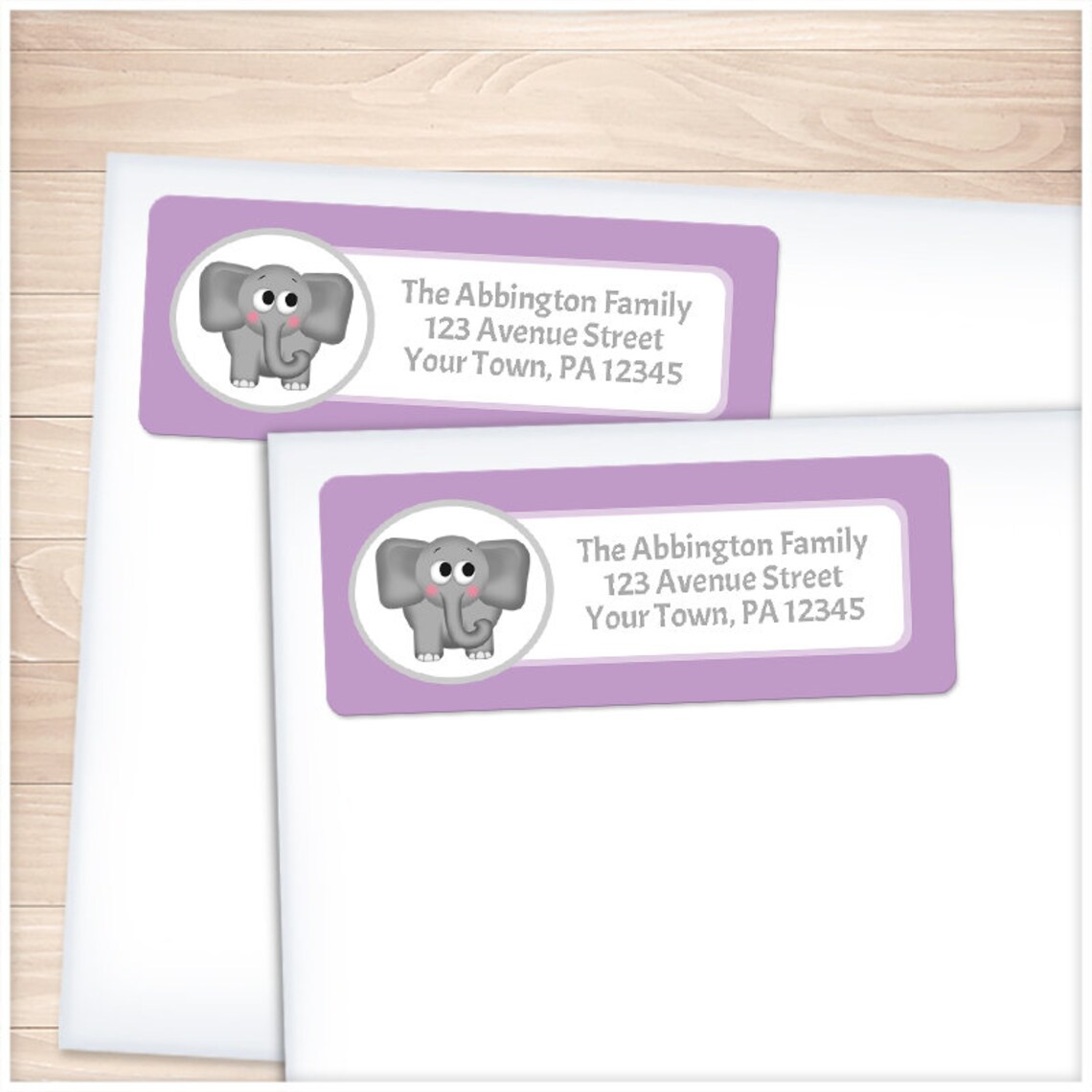 Printable Elephant Address Labels Purple Cute Elephant - Etsy