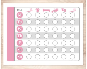 Printable Kids Chore Chart Pink Children's Daily Routine | Etsy