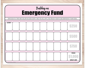 Printable Emergency Fund Worksheet Blue Chart for Building | Etsy