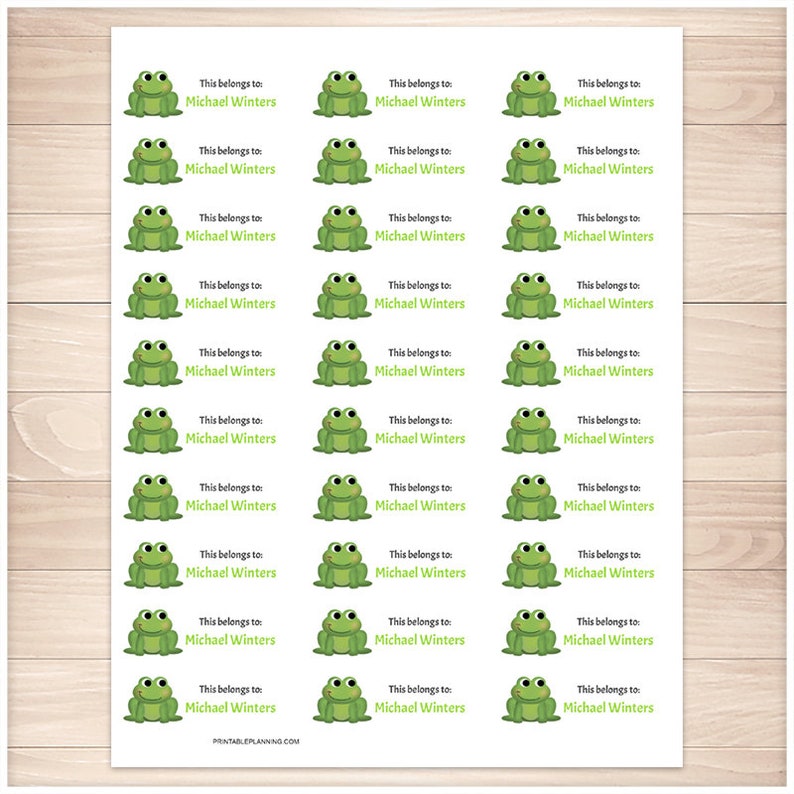 Printable Frog Name Labels for School Supplies Green - Etsy