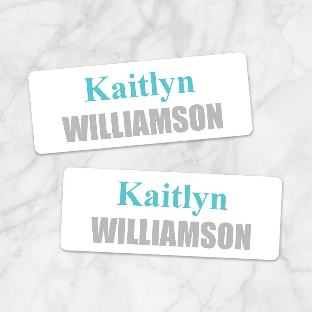 Printable Name Labels TURQUOISE for School Supplies - Personalized 2 5/ ...