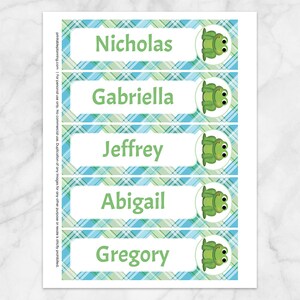 Printable Cute Frog Bookmarks, Personalized, Green Blue Plaid Pattern ...