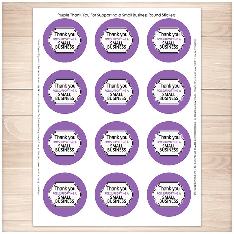 Printable Small Business Stickers Purple Black Thank You for - Etsy