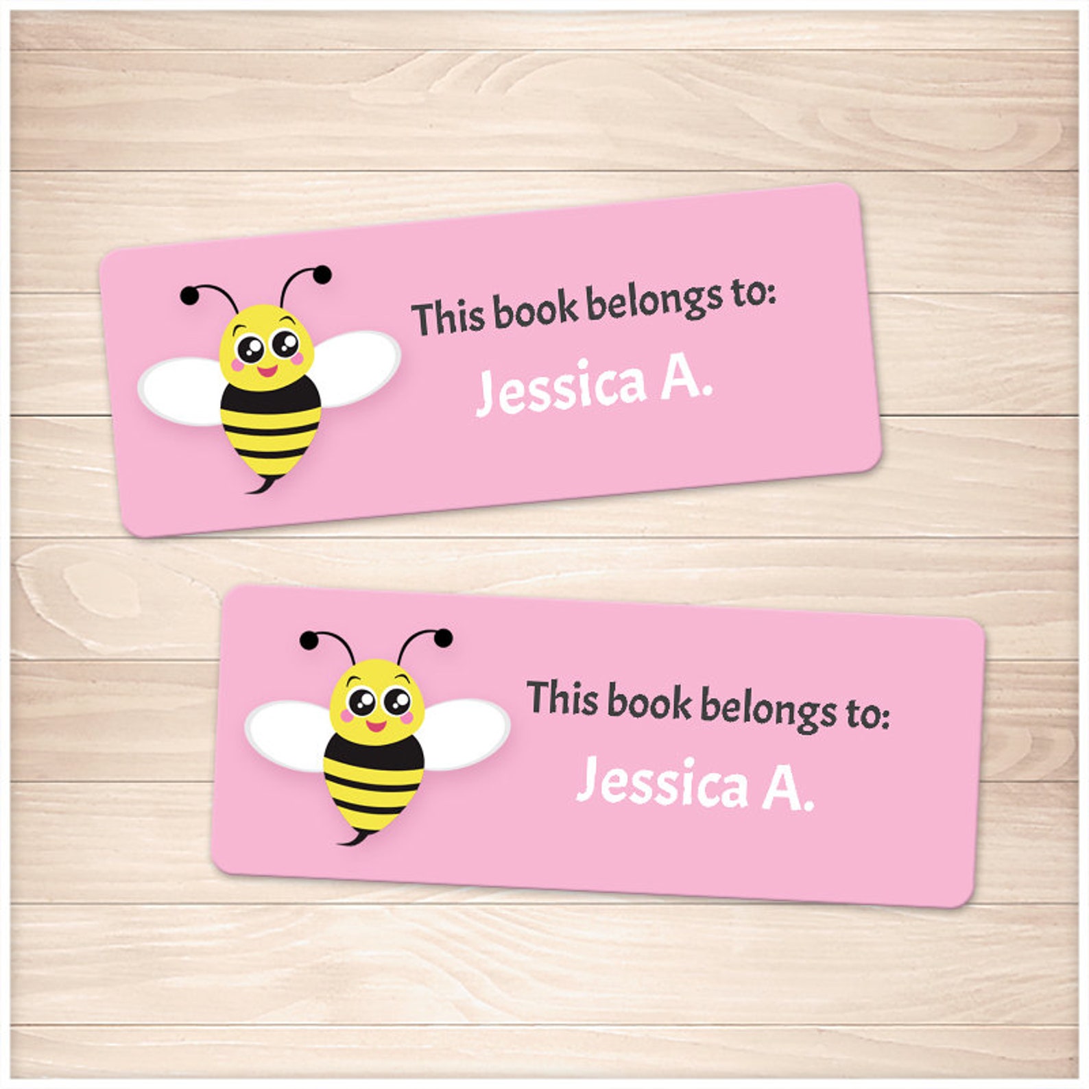 Printable Bee Book Labels Pink Personalized 2 5/8 X | Etsy