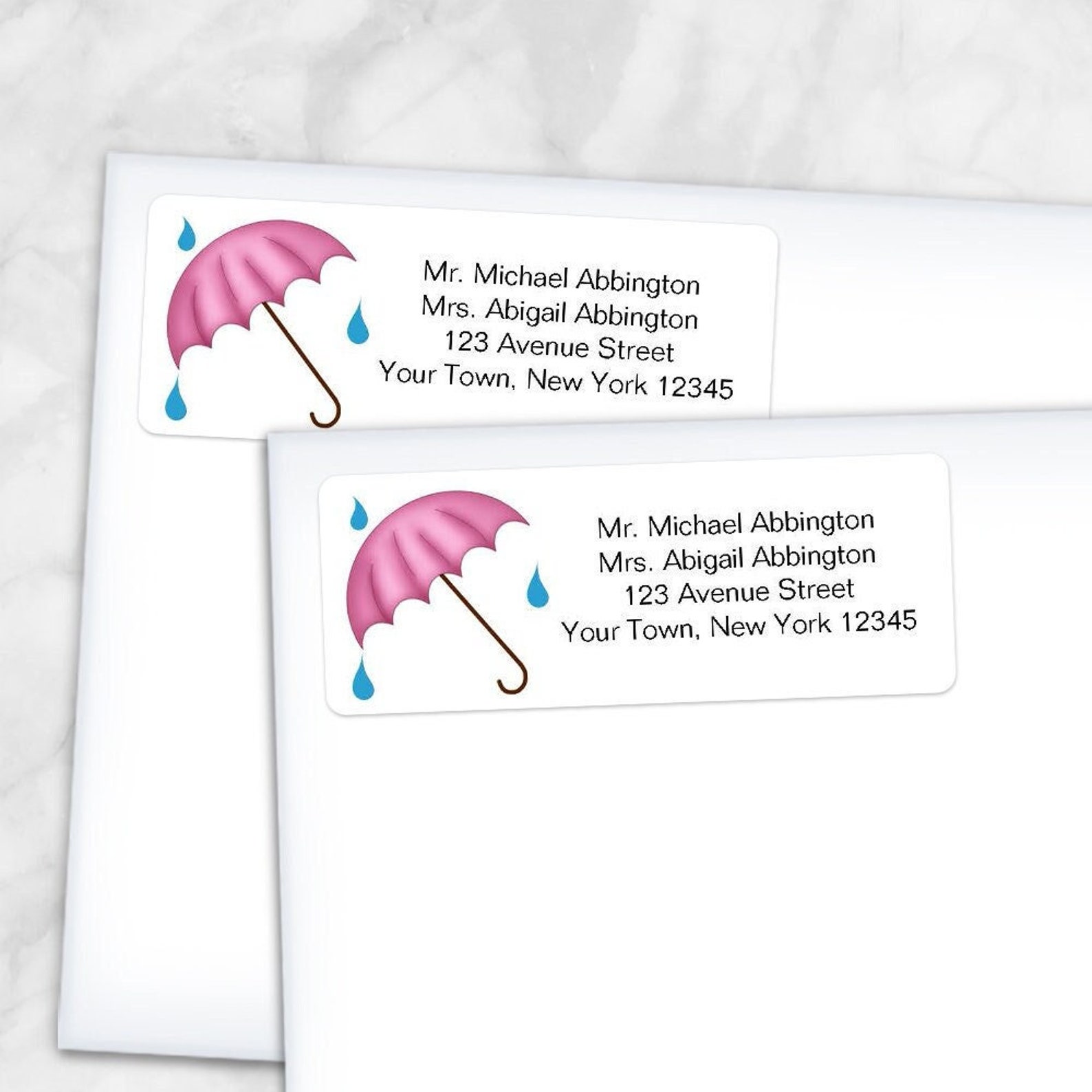 Printable Pink Umbrella Address Labels - White Shower Personalized 2 5/ ...