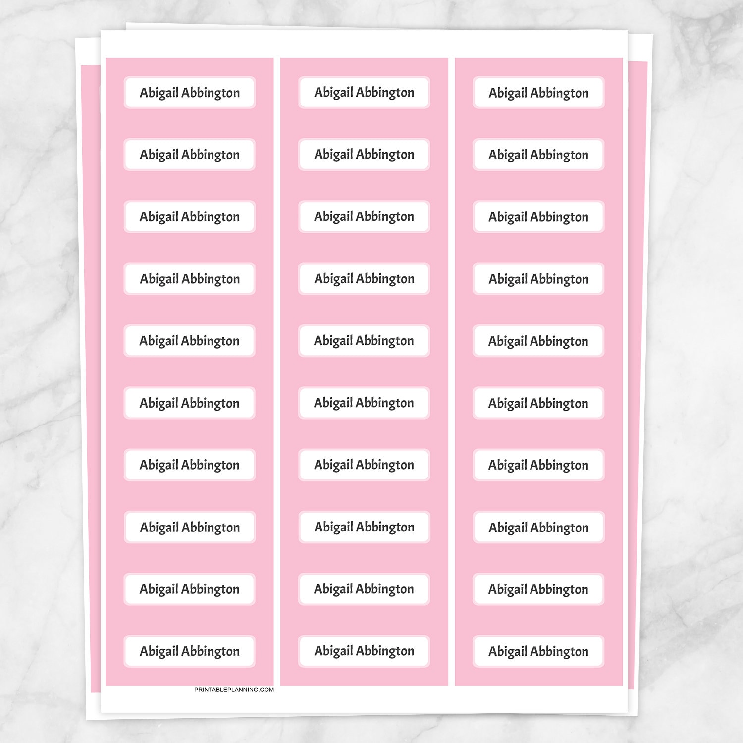 Printable Pink Name Labels for School Supplies - Personalized 2 5/8" X ...