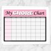 Printable Kids Chore Chart Pink - Children's Daily Routine - Pink Gray ...