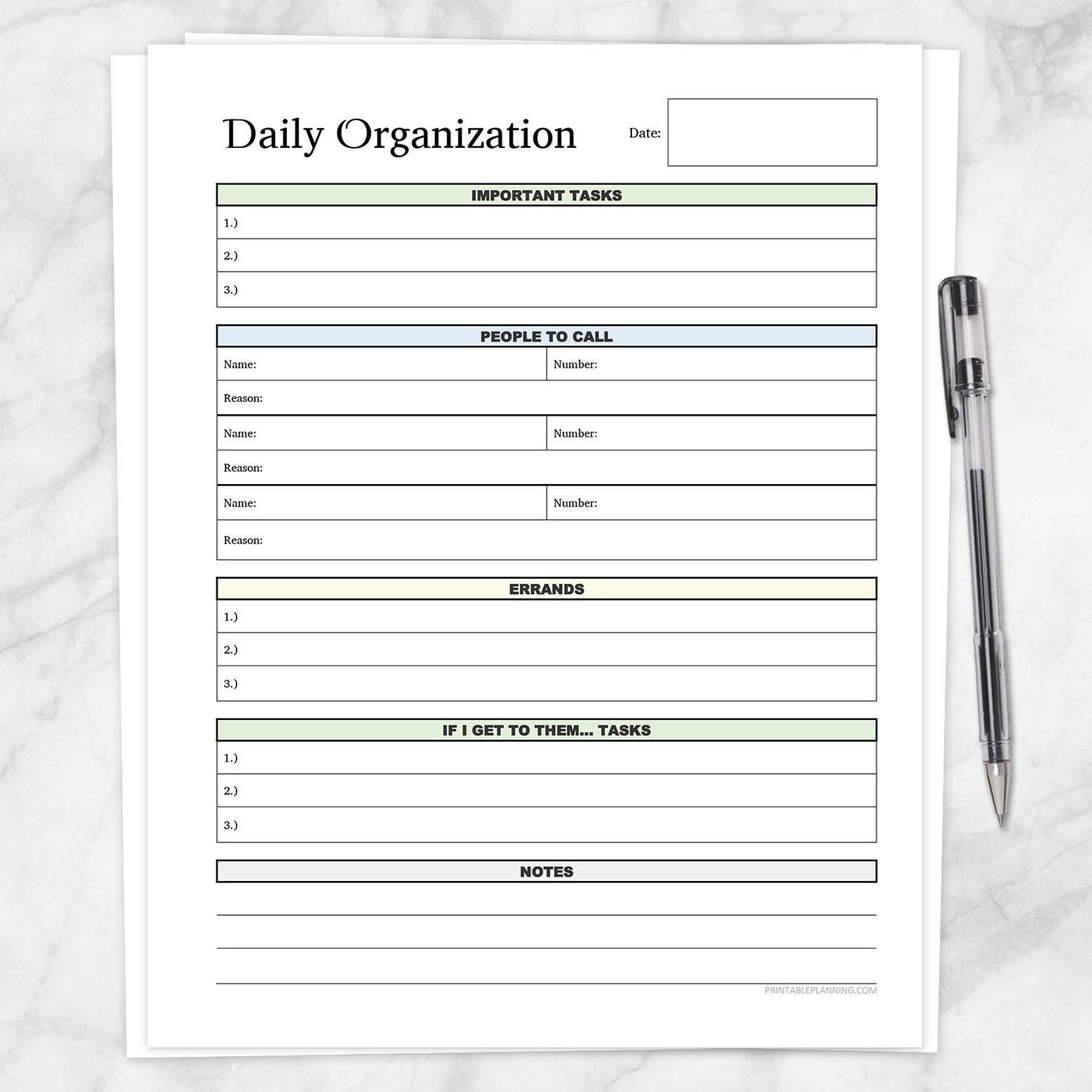 Printable Daily Task Sheet, Full Page Organizer, Clean and Simple ...