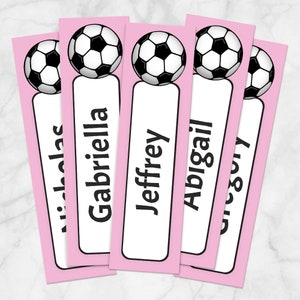 Printable Personalized Pink Soccer Bookmarks - Editable PDF Printable ...