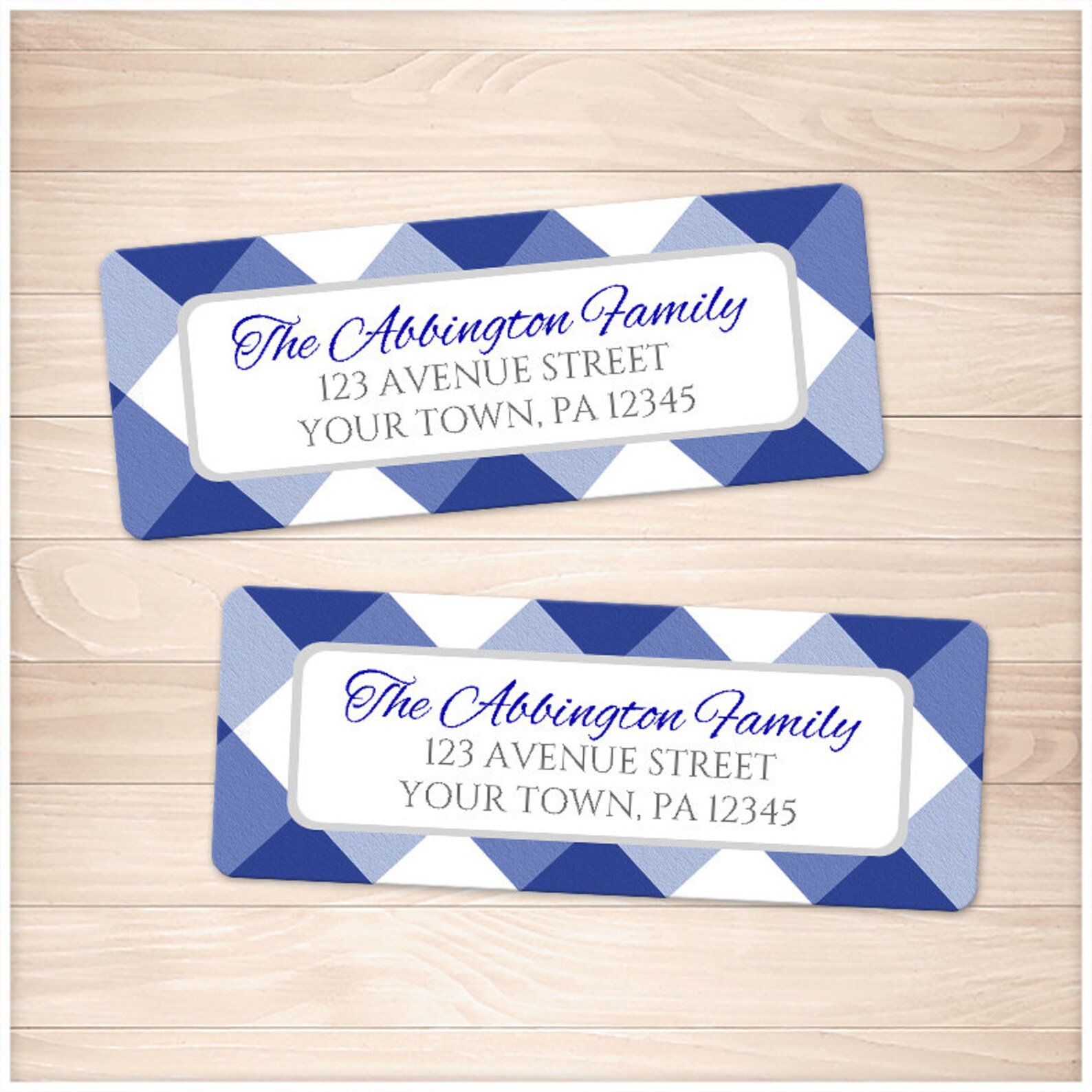 Printable Navy Blue Gingham Address Labels Personalized 2 - Etsy