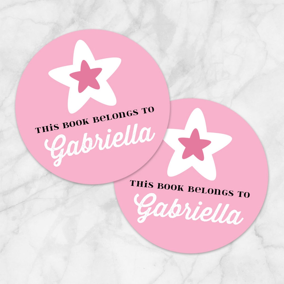 Printable Pink Bookplate Stickers, Personalized Star Design, Editable ...