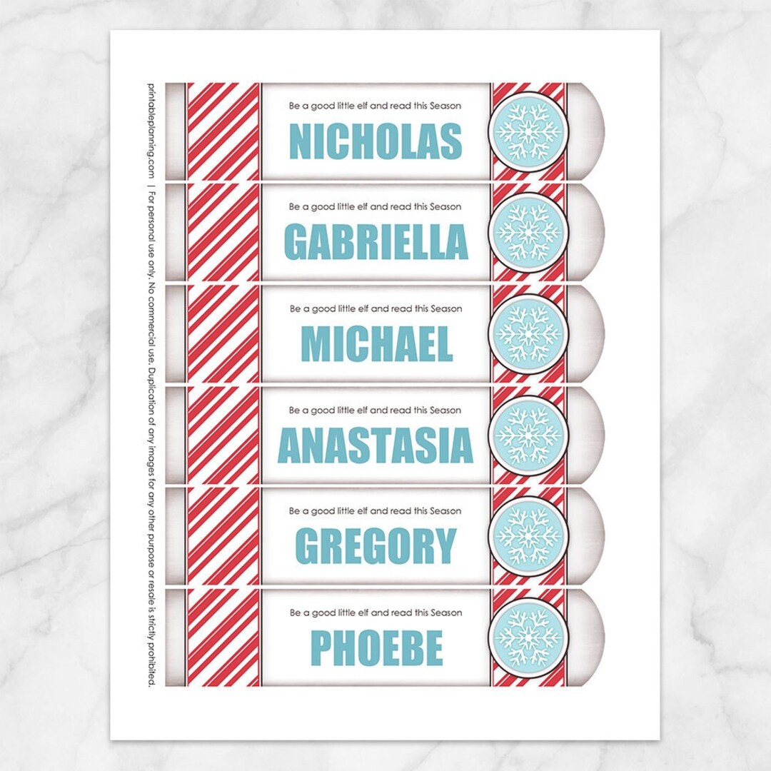 Printable Personalized Holiday Bookmarks, Vintage Candy Cane Stripe ...