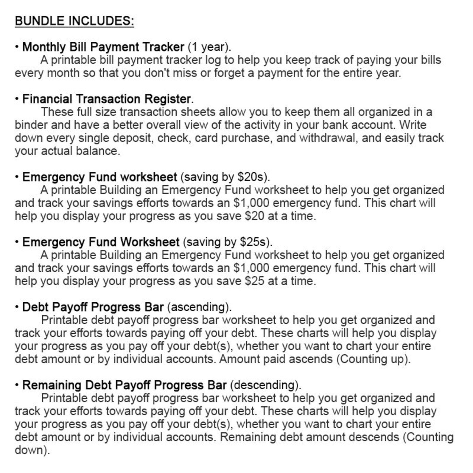 Printable Financial BUNDLE Bill Payment Transaction - Etsy