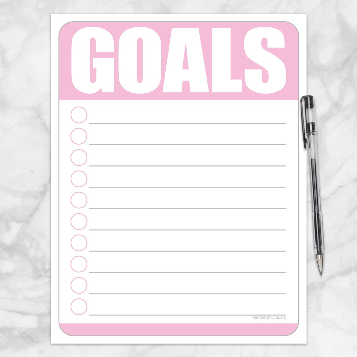 Printable Goals Checklist Pink Full Page and Half Page Daily - Etsy