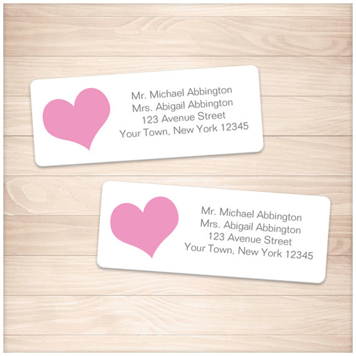 Printable Pink Heart Address Labels Gray Pink Personalized 2 | Etsy