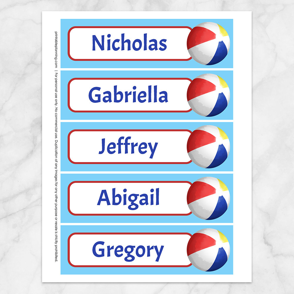Printable Personalized Beach Ball Bookmarks, Summer Reading Gift ...