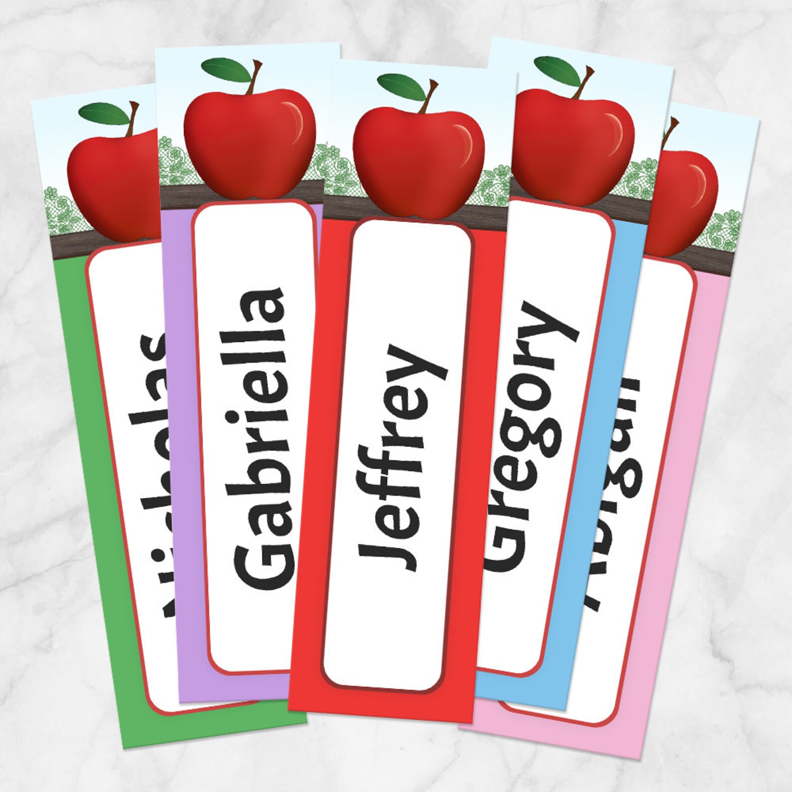 Printable Personalized Apple Bookmarks, Summer Reading, School Student ...