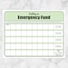 Printable Emergency Fund Worksheet, Green Chart for Building an ...