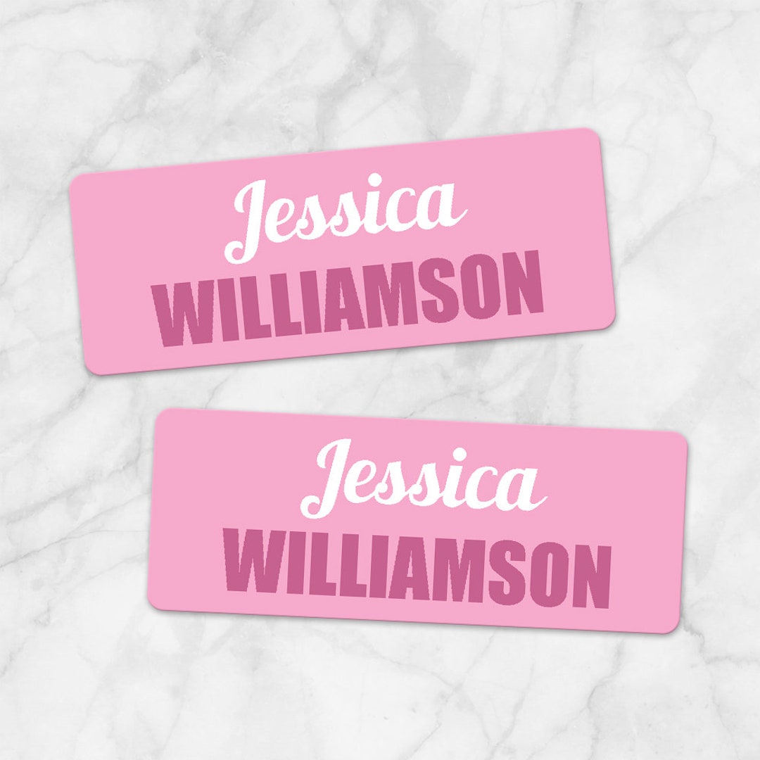 Printable Name Labels PINK for School Supplies - Personalized 2 5/8" X ...