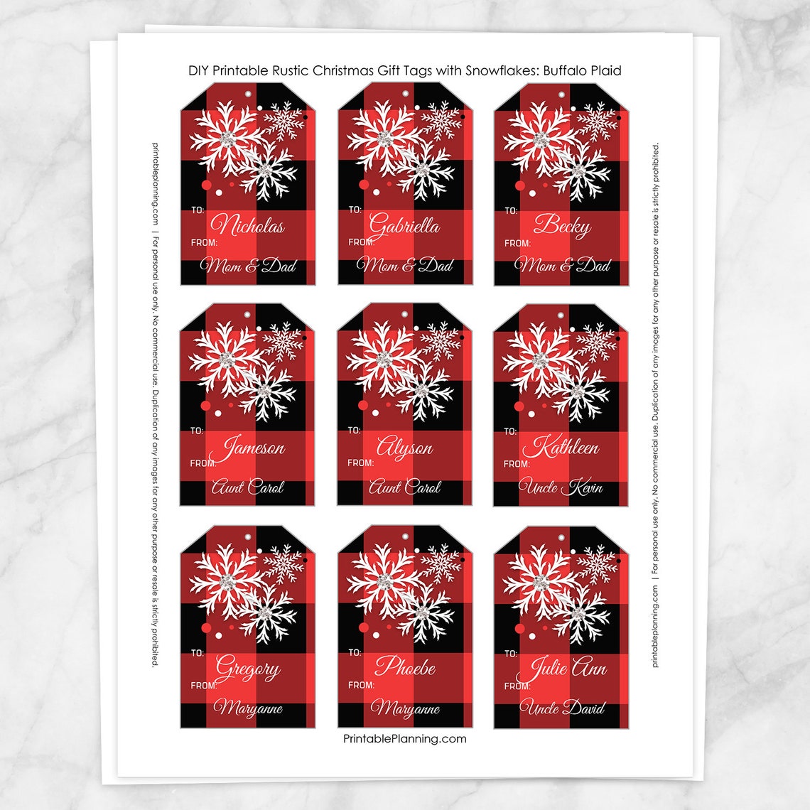 Printable Buffalo Plaid Gift Tags - Personalized - Rustic Red and Black ...