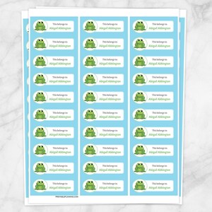 Printable Blue Frog Name Labels for School Supplies - Personalized 2 5/ ...