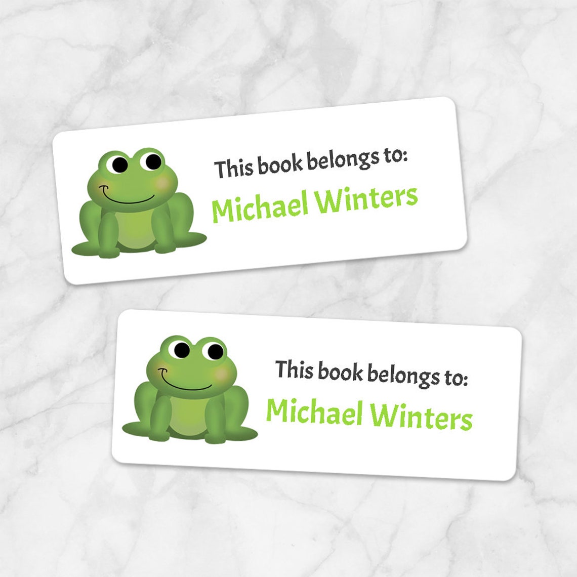 Printable Frog Book Labels - Green, Personalized 2 5/8" X 1" Labels ...
