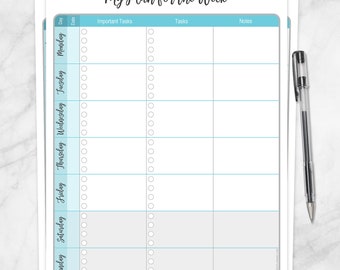 Editable Instant Download Printable Weekly Checklist To-do - Etsy