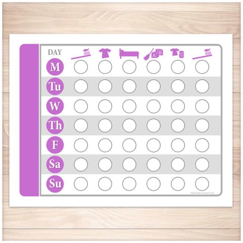 Printable Toddler Chore Chart Purple Young Children's - Etsy