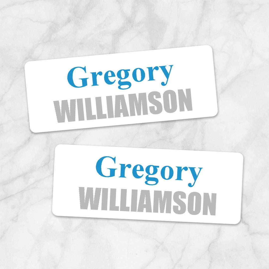 Printable Name Labels BLUE for School Supplies - Personalized 2 5/8" X ...