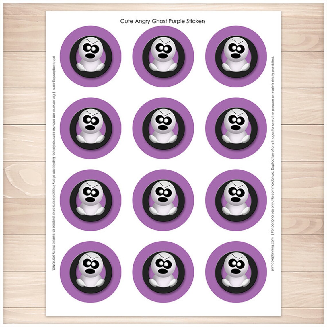 Printable Halloween Ghost Stickers Cute Angry Ghost Purple | Etsy