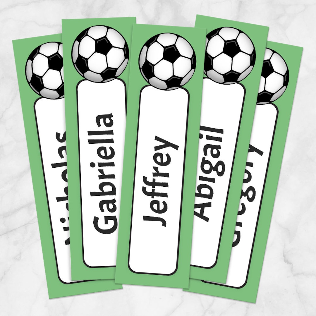 Printable Personalized Green Soccer Bookmarks - Editable PDF Printable ...