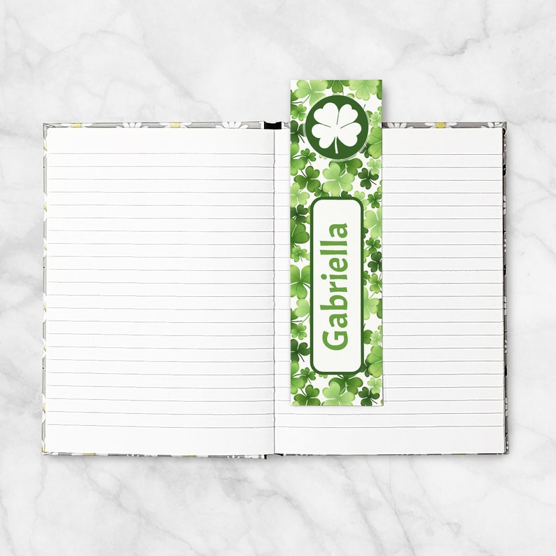 Printable Personalized Shamrock Bookmarks, 4-leaf Clover St Patrick's ...