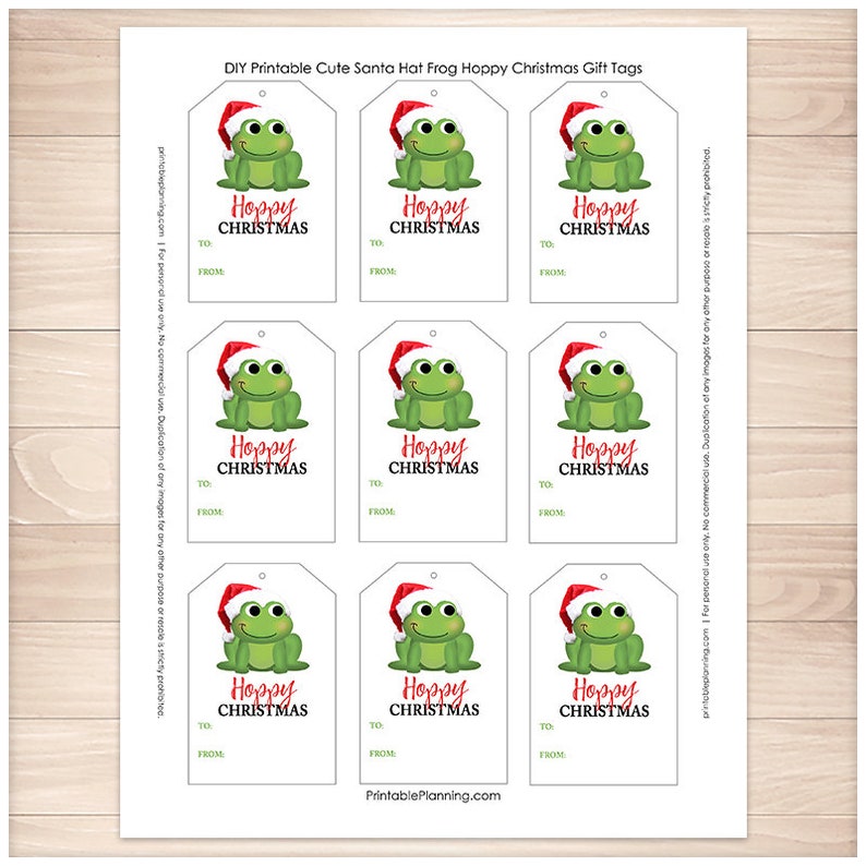 Printable Frog Gift Tags Cute Santa Hat Frog Hoppy Christmas - Etsy